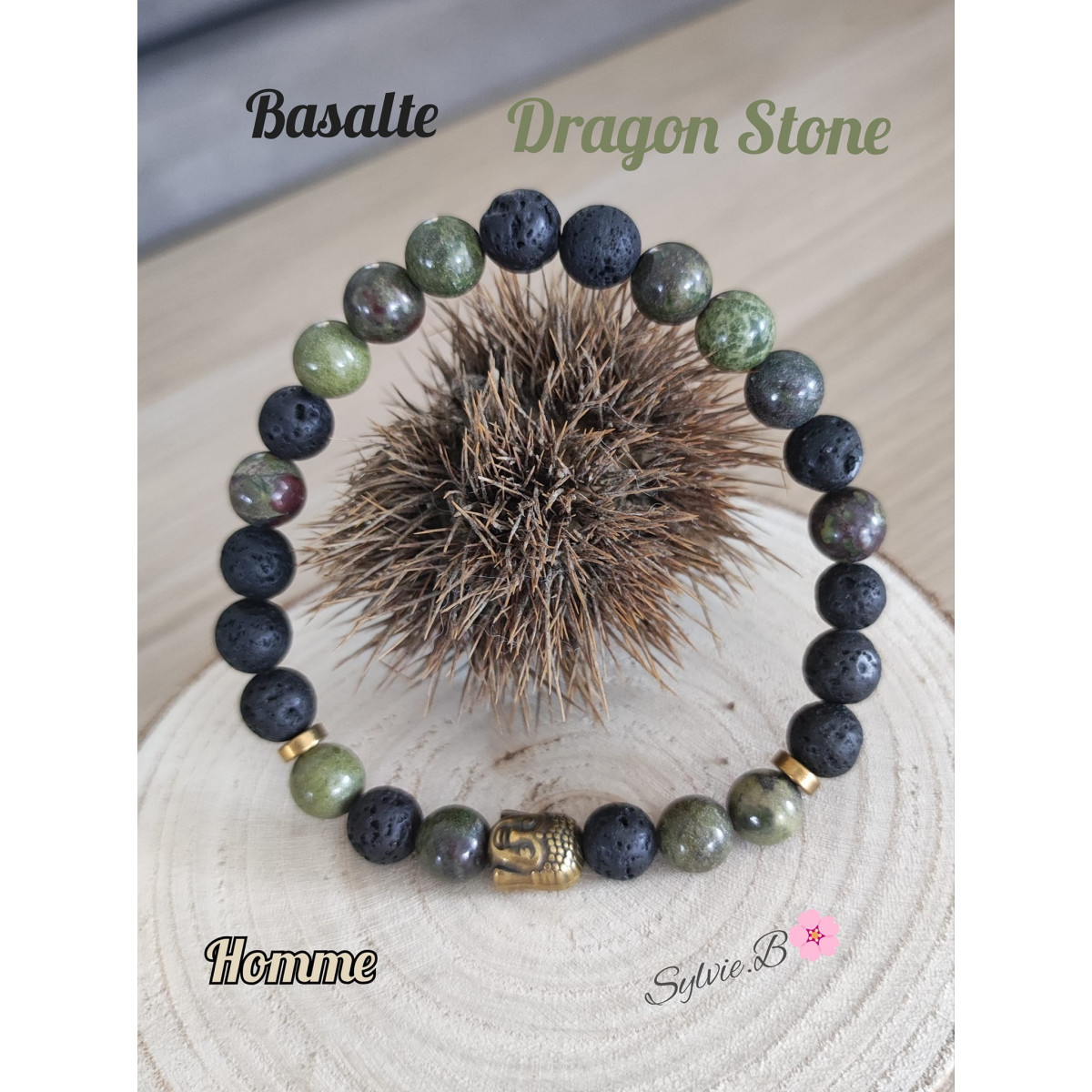 Bracelet Boules Dragon Stone & Basalte - Vibrations Cristallines