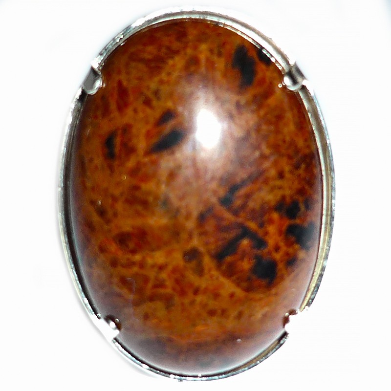 Bague Argent & Obsidienne Rouge - Vibrations Cristallines